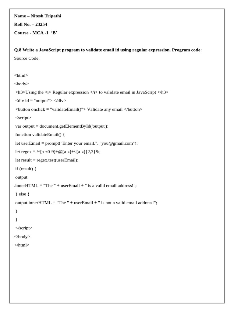 Nitesh Tripathi Dsa Assignment 2 | PDF | Java Script | Computers