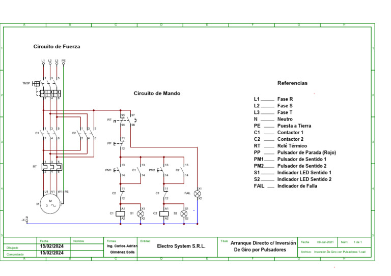 Arranque Directo Trifásico con Inversión de Giro_ Esquema | PDF