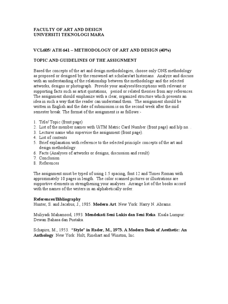 Art Methodology Assignment Guide | PDF | Art History | Aesthetics