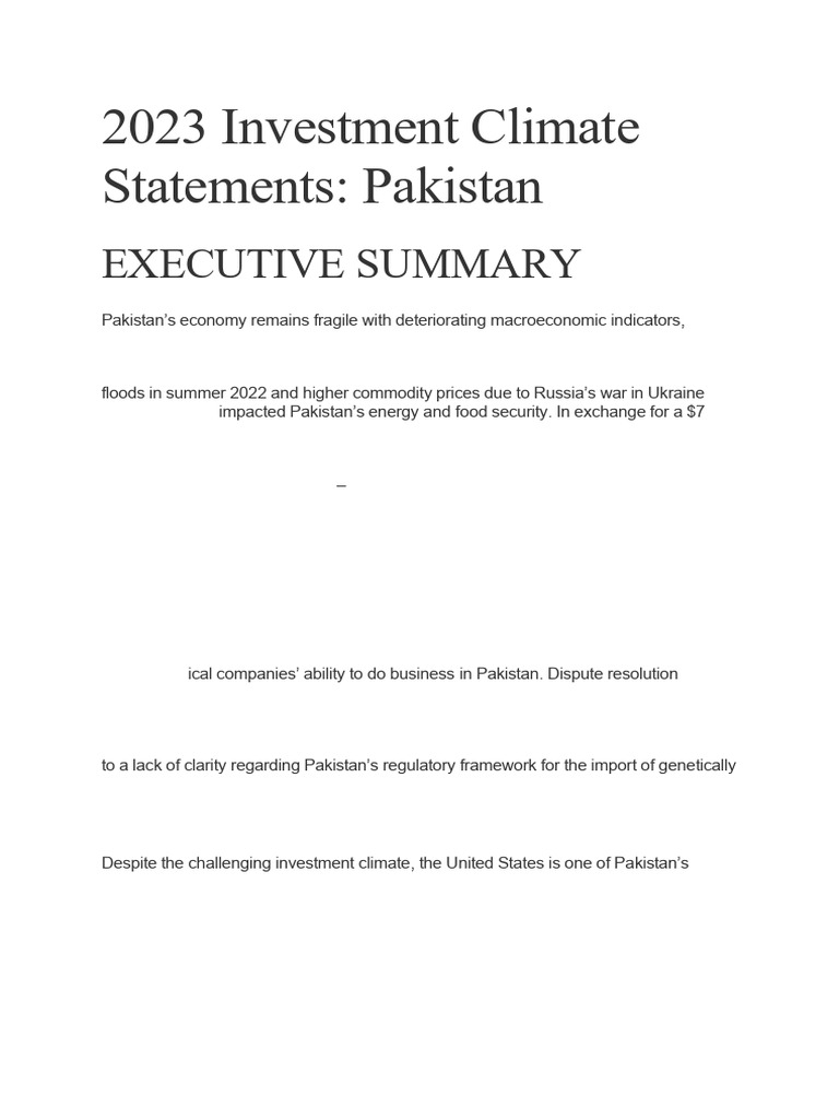 2023 Investment Climate Statements | PDF