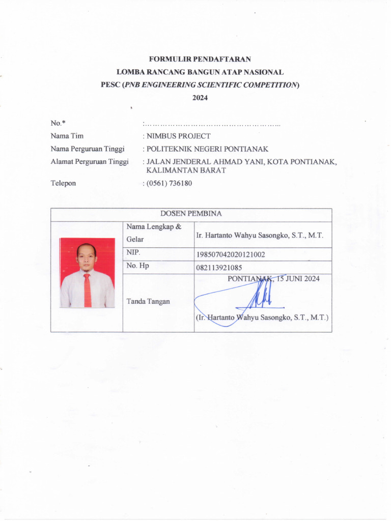 Administrasi Pendaftaran Nimbus Project-1 | PDF