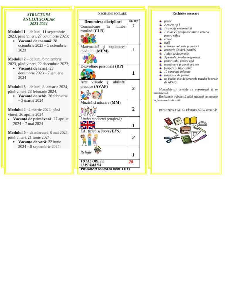 1 Pliant Clasa 1 | PDF