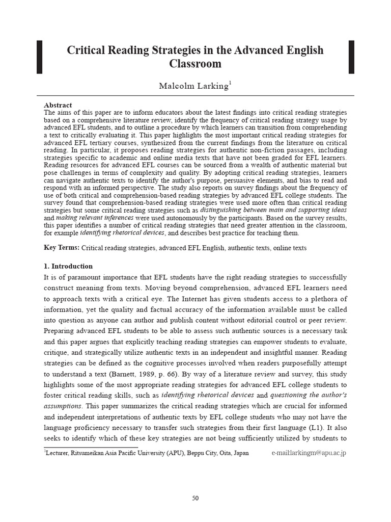 Strategies Critical Readings | PDF