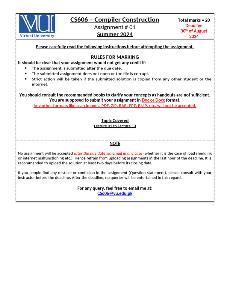 Summer 2024 - CS606 - 1 | PDF