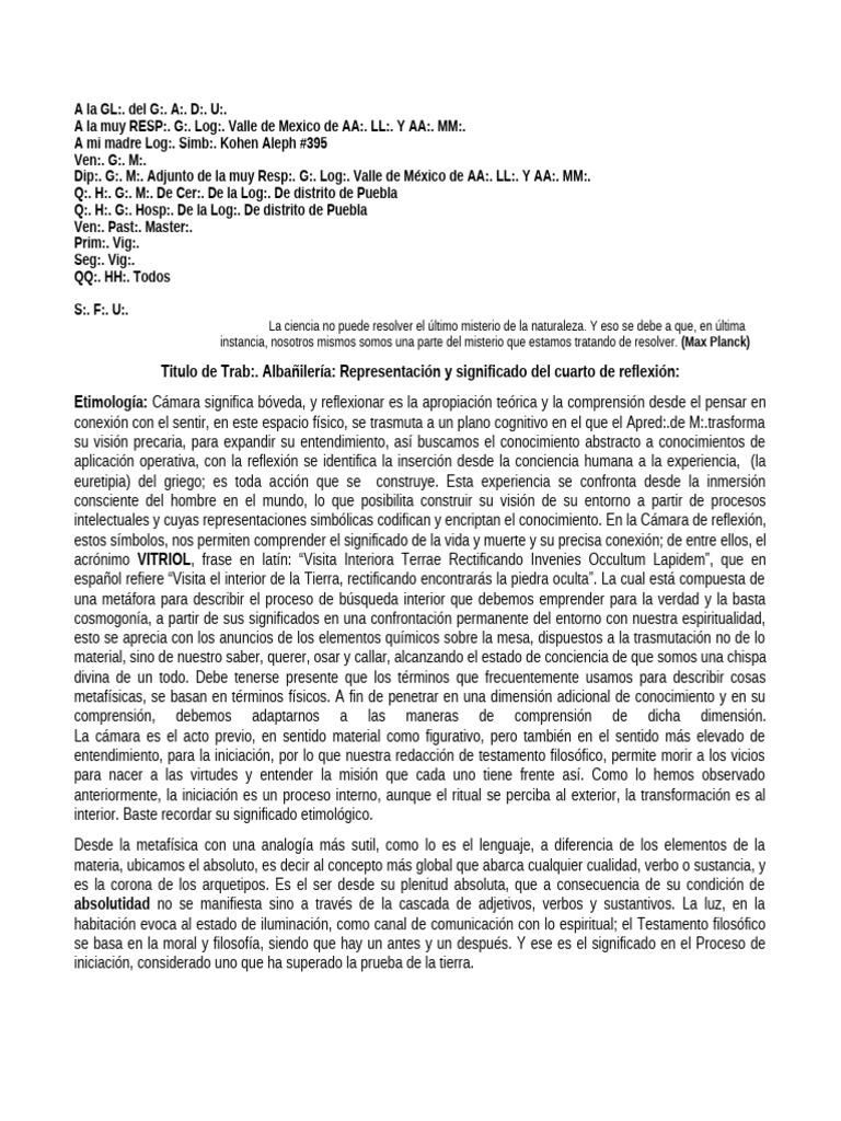 Representación y significado del cuarto de reflexión | PDF