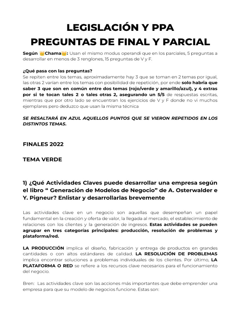 Respuesta de Final Legislación y Ppa | PDF