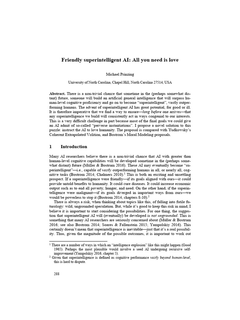 Friendly Superintelligent AI. All You Need Is Love | PDF