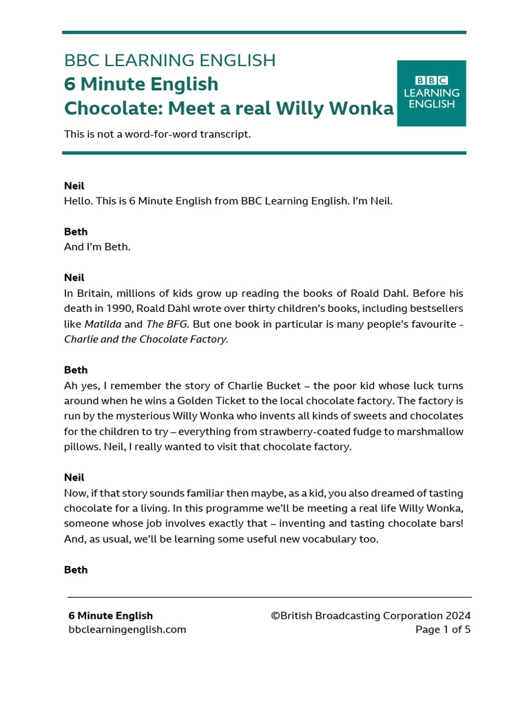 240829 6 Minute English Meet a Real Willy Wonka | PDF