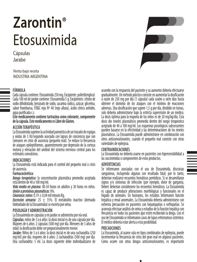 Prospecto Zarontin | PDF