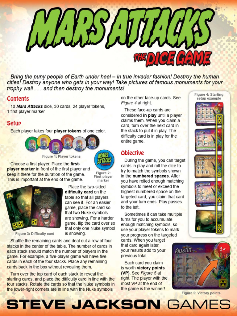 Fe Mars Attacks The Dice Game Rulebook | PDF