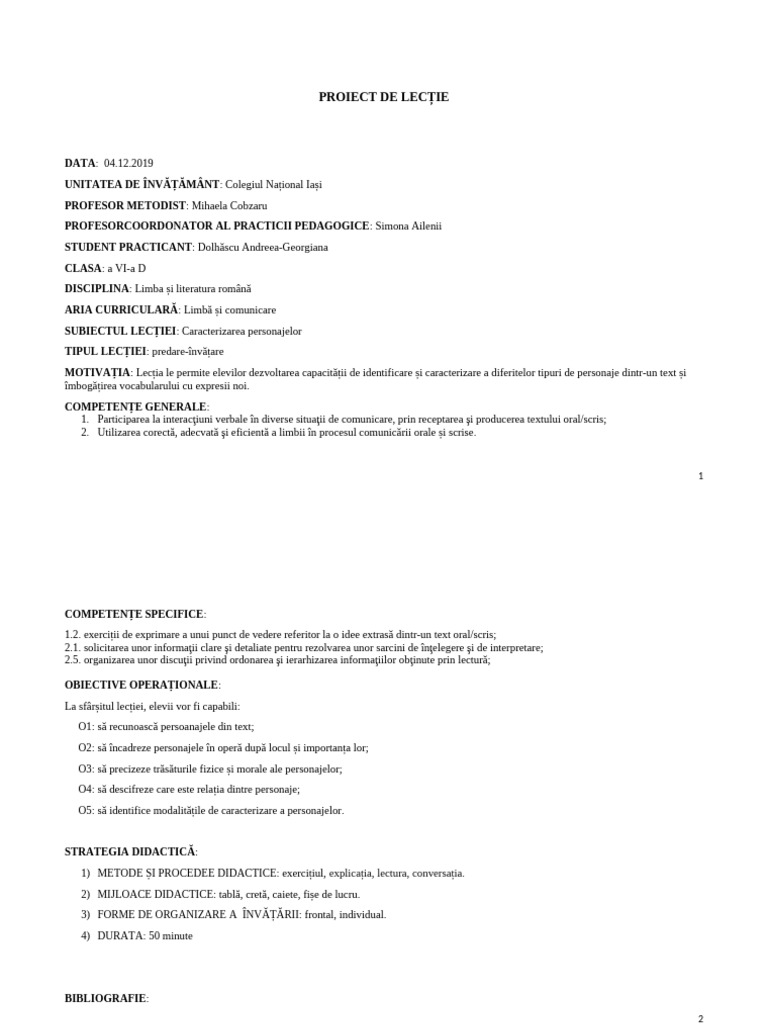 Plan de Lectie | PDF