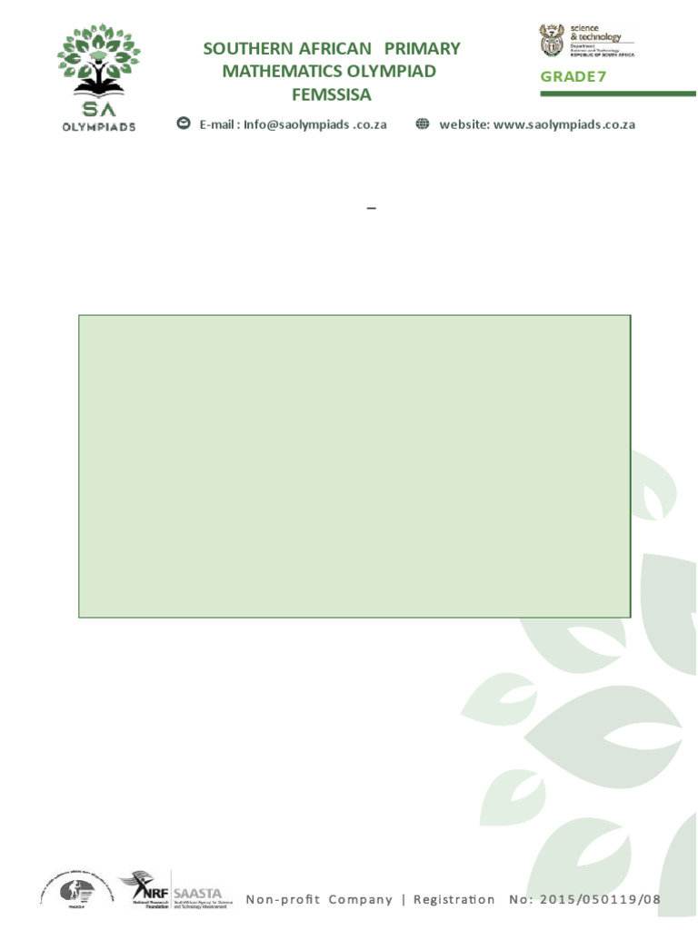 FEMSSISA-Grade-7-Mathematics-Olympiads-2023-Afrikaans | PDF
