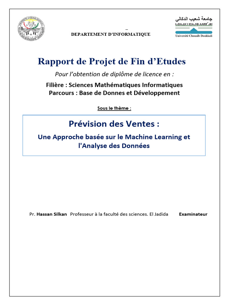 Rapport de PFE PrevesionDesVentes ML CHOHAIDI Abdessamad | PDF