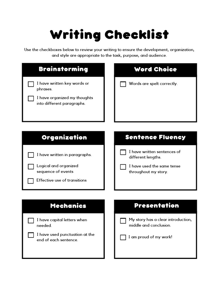 Writing Checklist | PDF