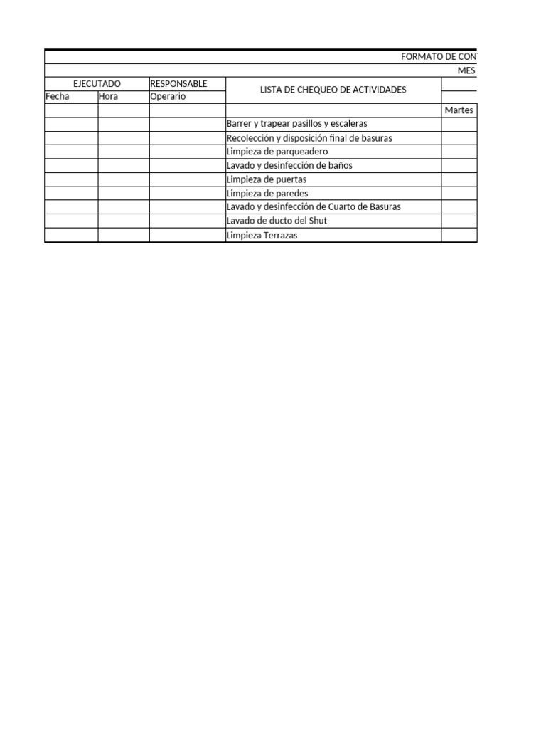 Lista de Actividades de Aseo | PDF