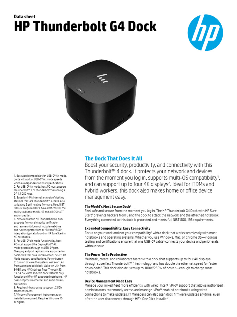 HP THUNDERBOLT G4 # 4J0A2AA | PDF