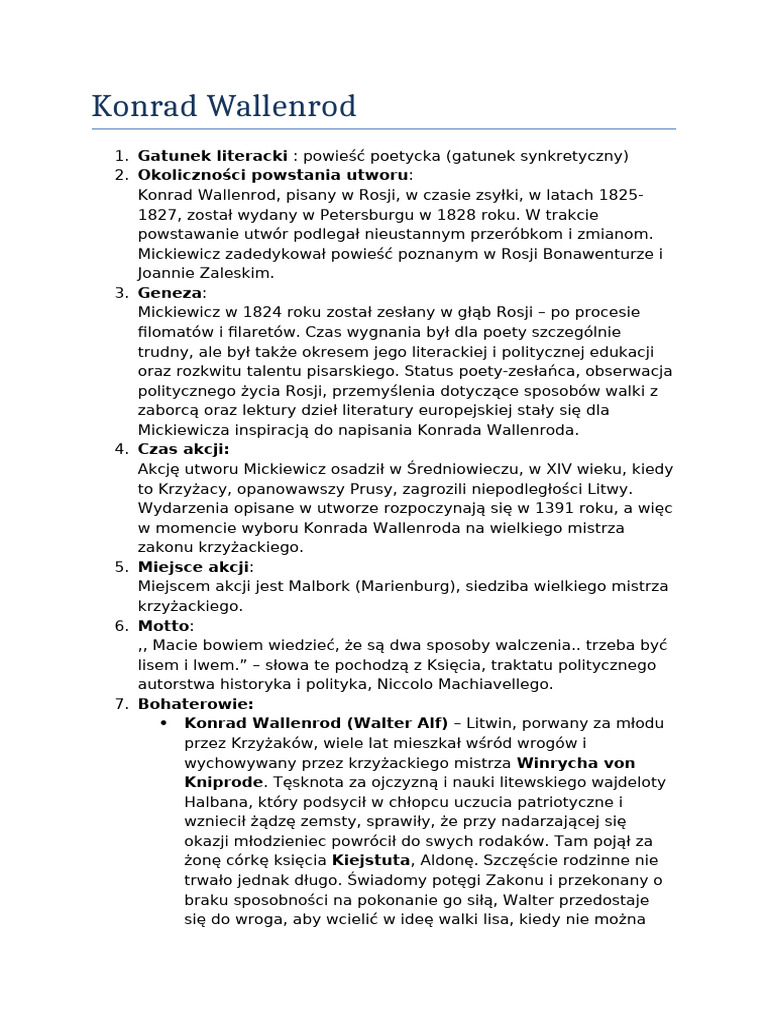 Konrad Wallenrod | PDF