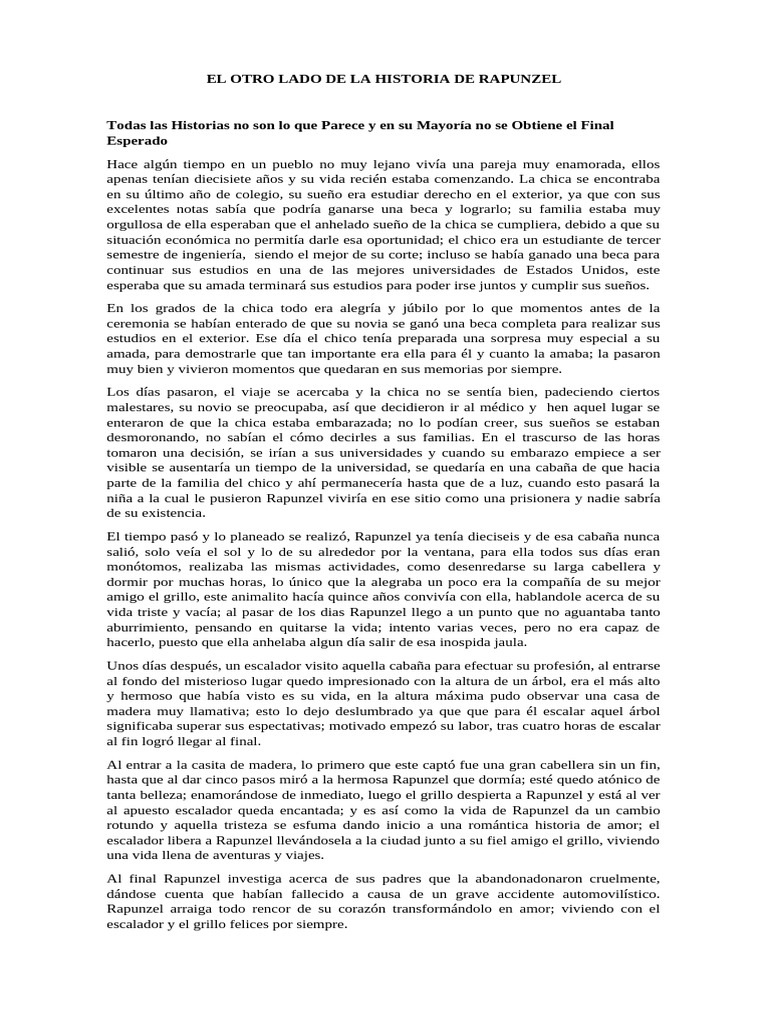Cuento-El Otro Lado de La Historia de Rapunzel | PDF