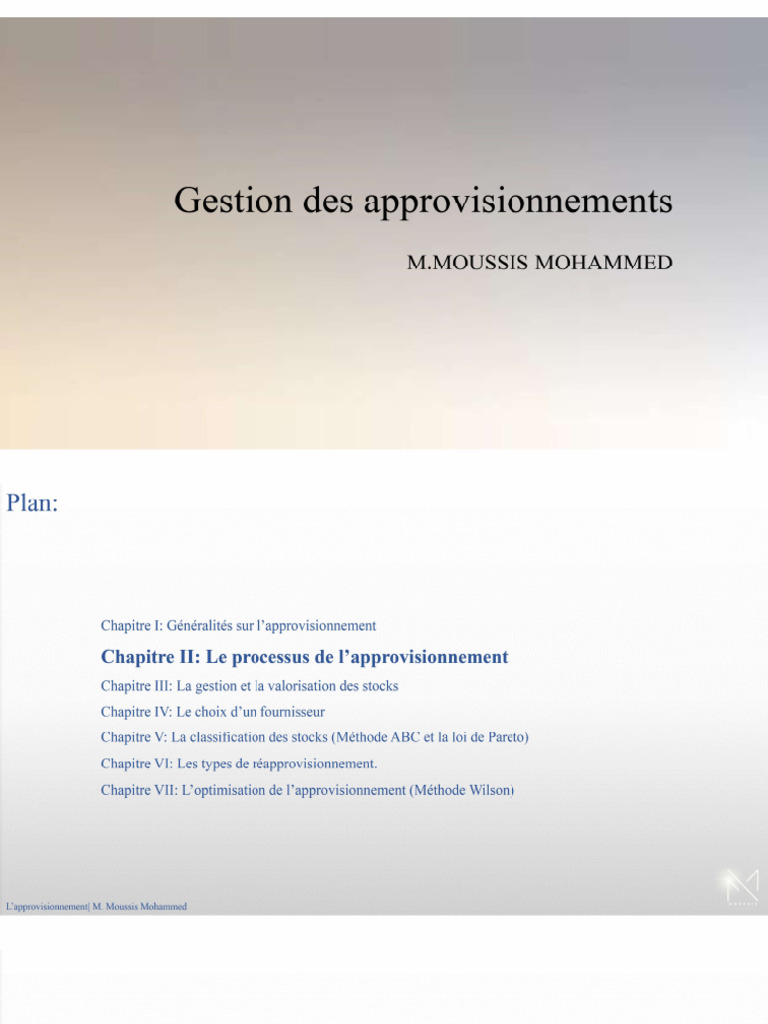 Chapitre 2 Sur 7 Le Processus D'approvisionnement | PDF