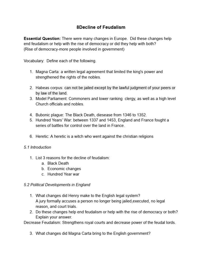 Decline of Feudalism-TCI Ch. 5 | PDF | Feudalism | History