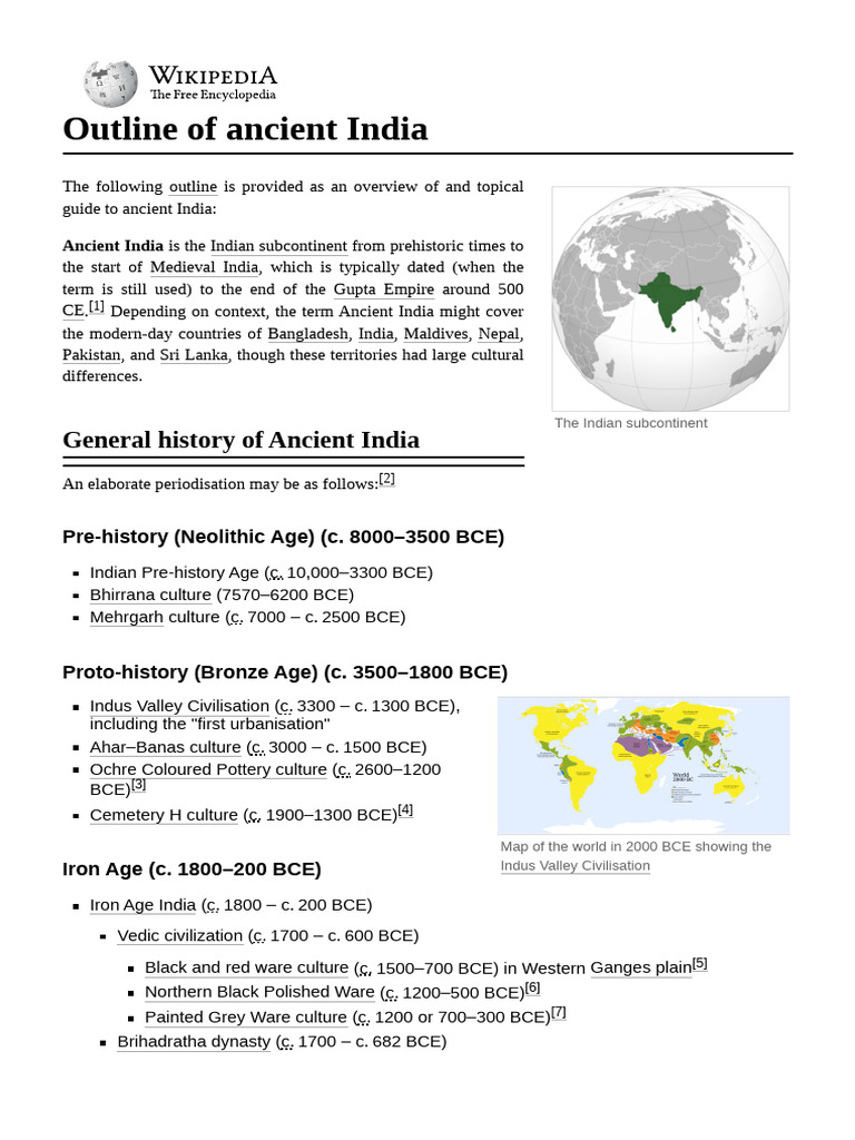 Outline of Ancient India | PDF | Vedas | South Asia
