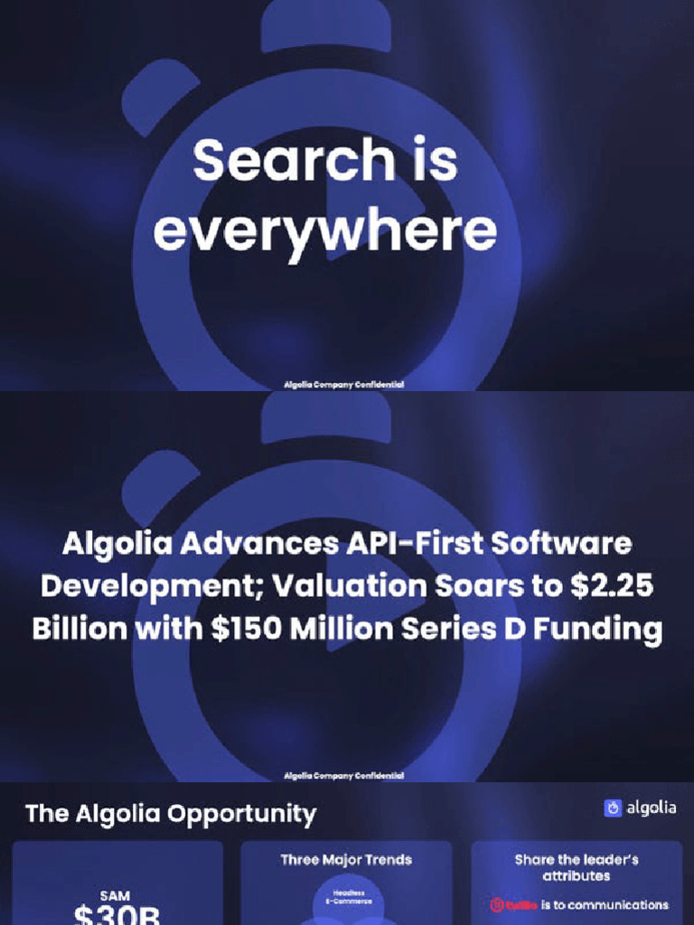 Le Pitch Deck Qui A Fait de Algolia Une Licorne 1724894541 | PDF