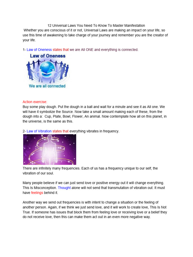 12 Universal Laws You Need To Know To Master Manifestation by Habeeb | PDF