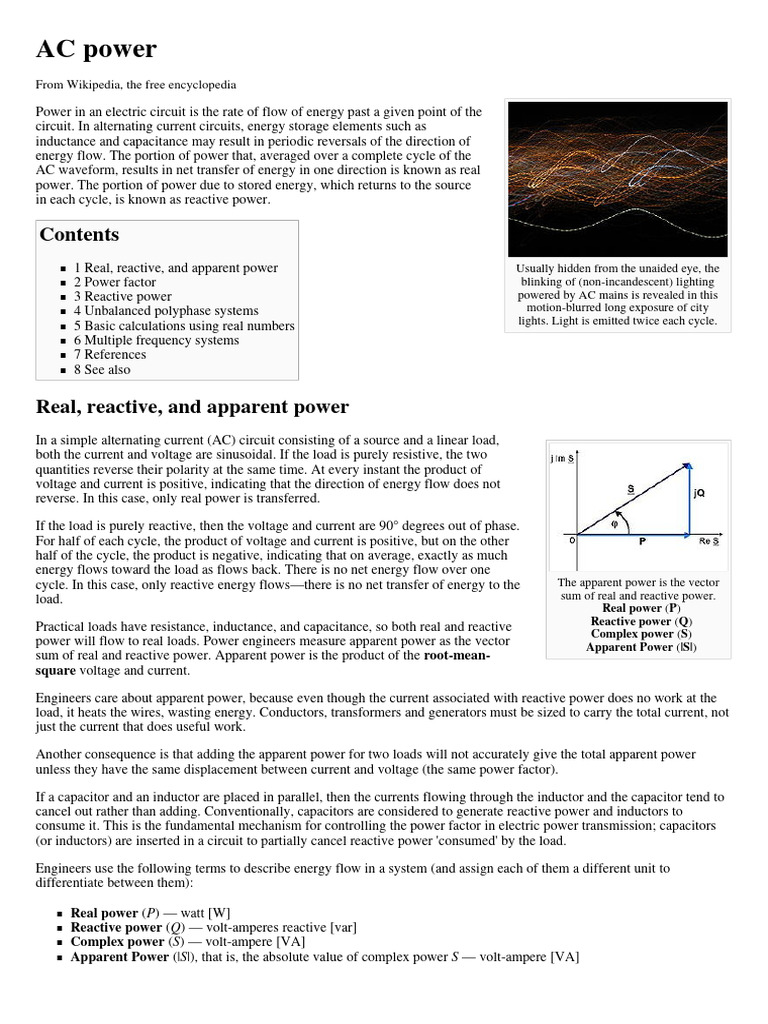 Understanding AC Power: Real vs Reactive | PDF | Ac Power | Electric Power