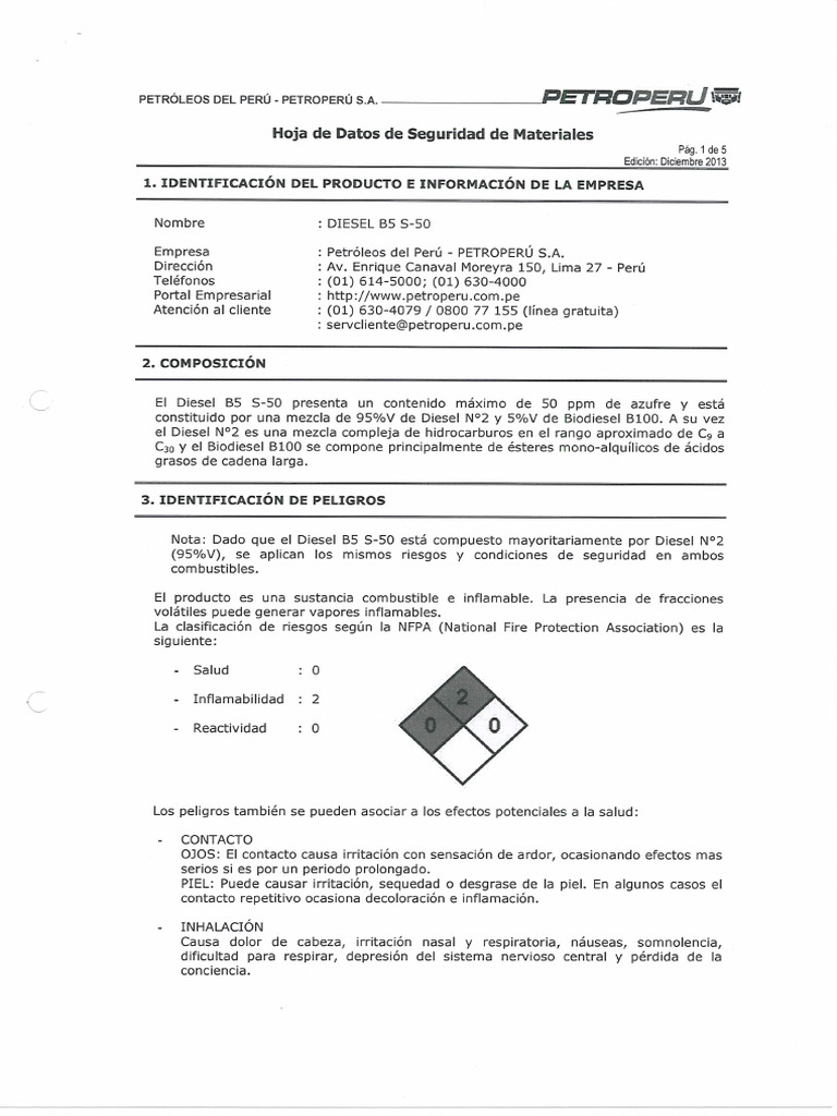 MSDS Diésel | PDF