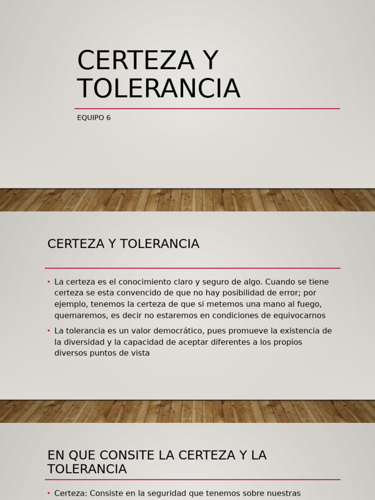 Certeza y Tolerancia | PDF | Discriminación | Ciencias sociales