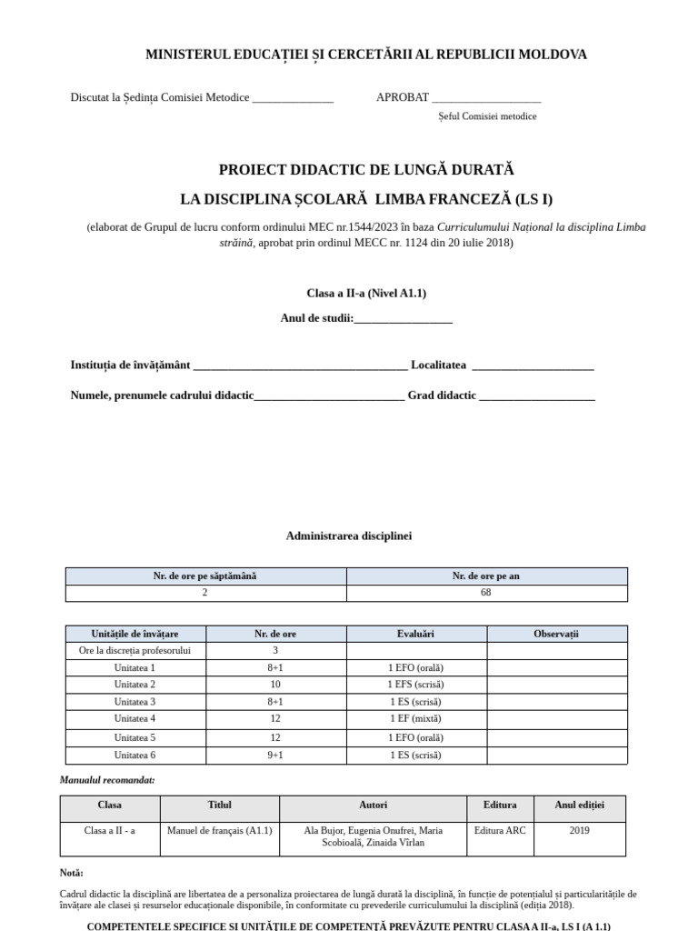 PLD Clasa A Ii-A Nivel A1.1 | PDF