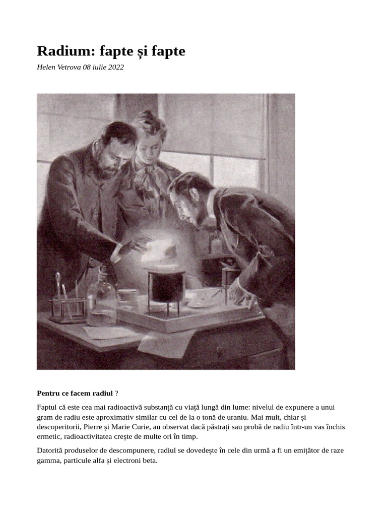 Radium - Fapte Și Fapte | PDF
