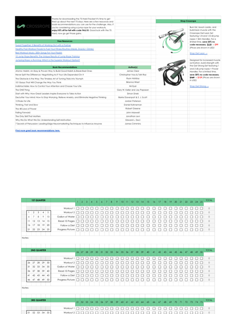 75 Hard Challenge Tracker With Checkboxes - Click 'File' - 'Make A Copy ...