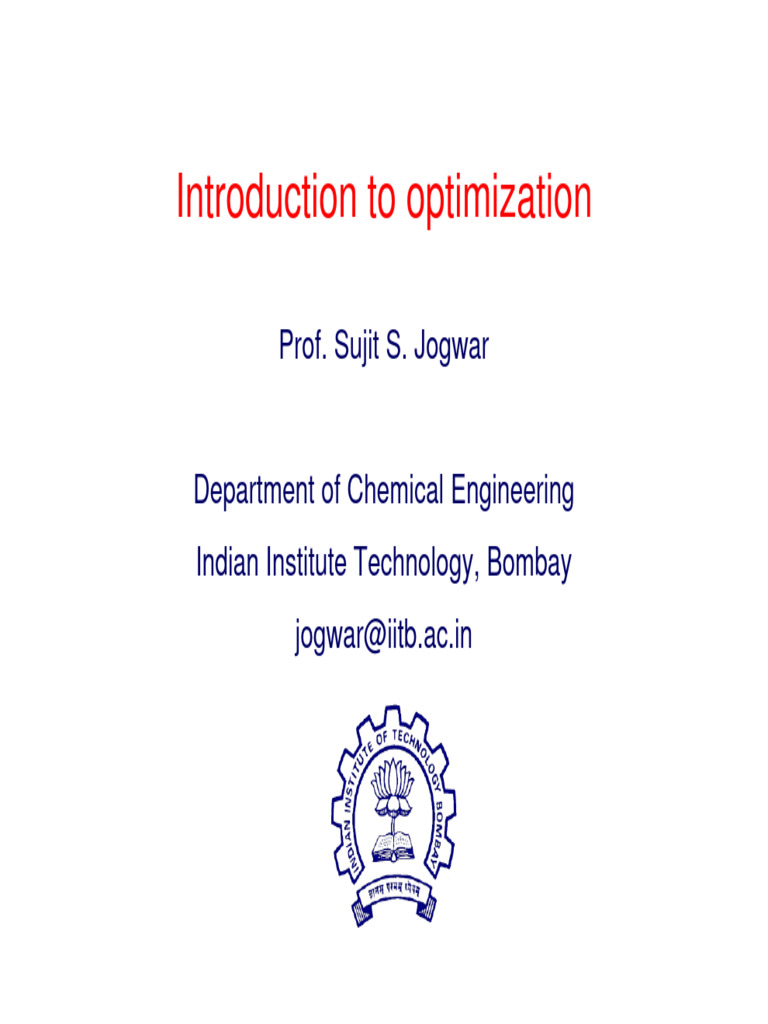 1 - Introduction To Optimization | PDF | Mathematical Optimization ...