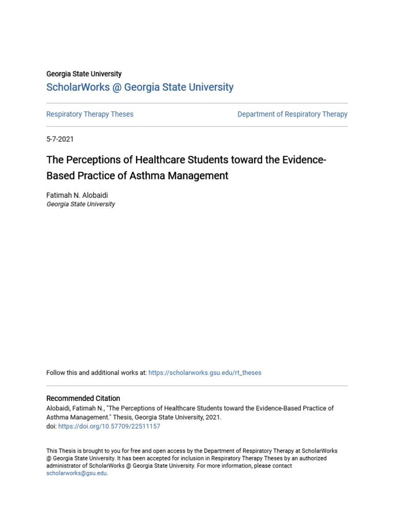 The Perceptions of Healthcare Students - Toward The Evidence-Based ...