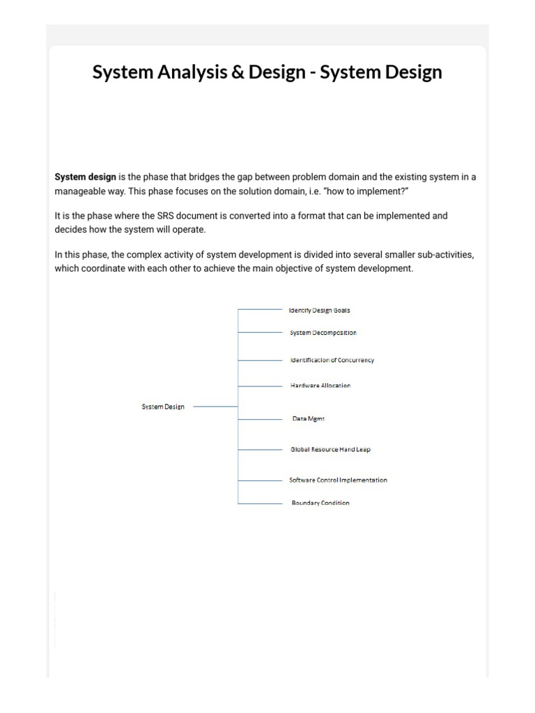 System Analysis And Design System Design Pdf