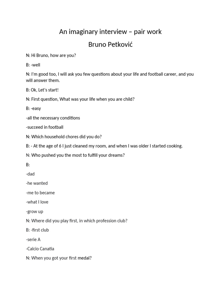 An Imaginary Interview - Bruno Petković (Natuknice) | PDF