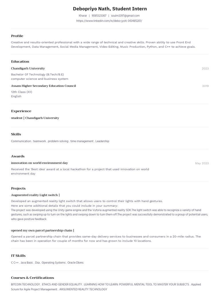 Final Resume VH | PDF | Computing