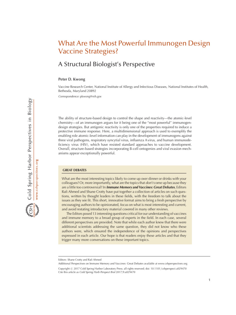 What Are The Most Powerful Immunogen Design Vaccine Strategies | PDF