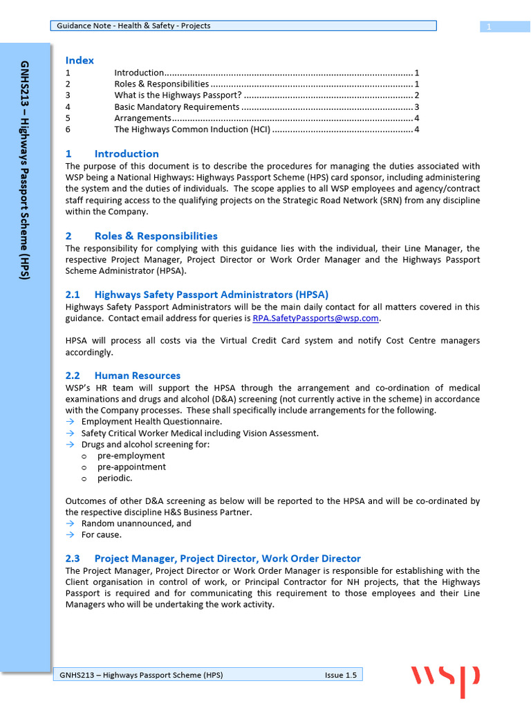 GNHS213 - Highways Passport Scheme (HPS) | PDF