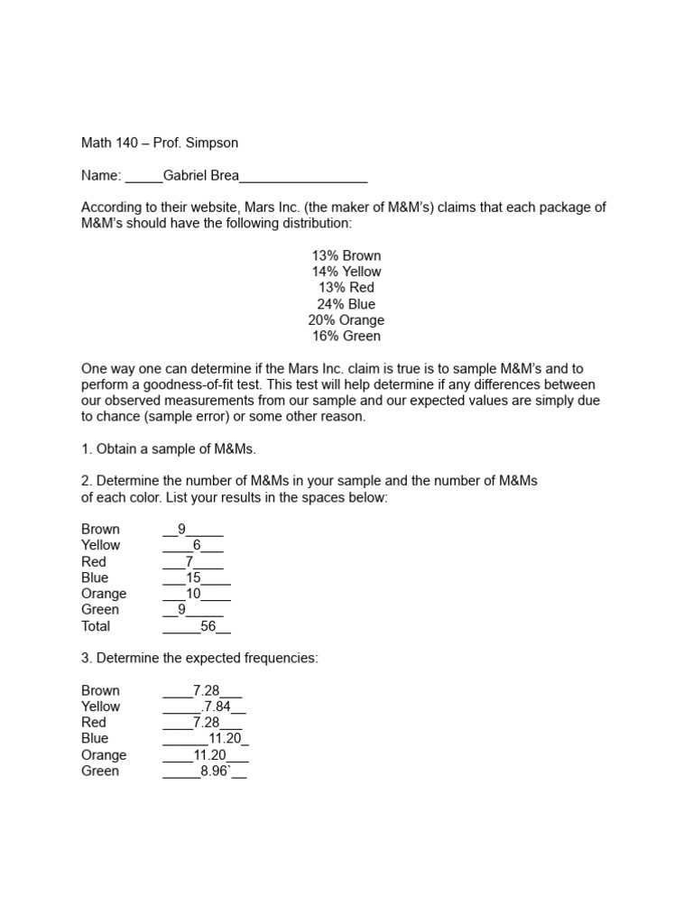 M&Ms Project!! | PDF | Statistical Hypothesis Testing | Science