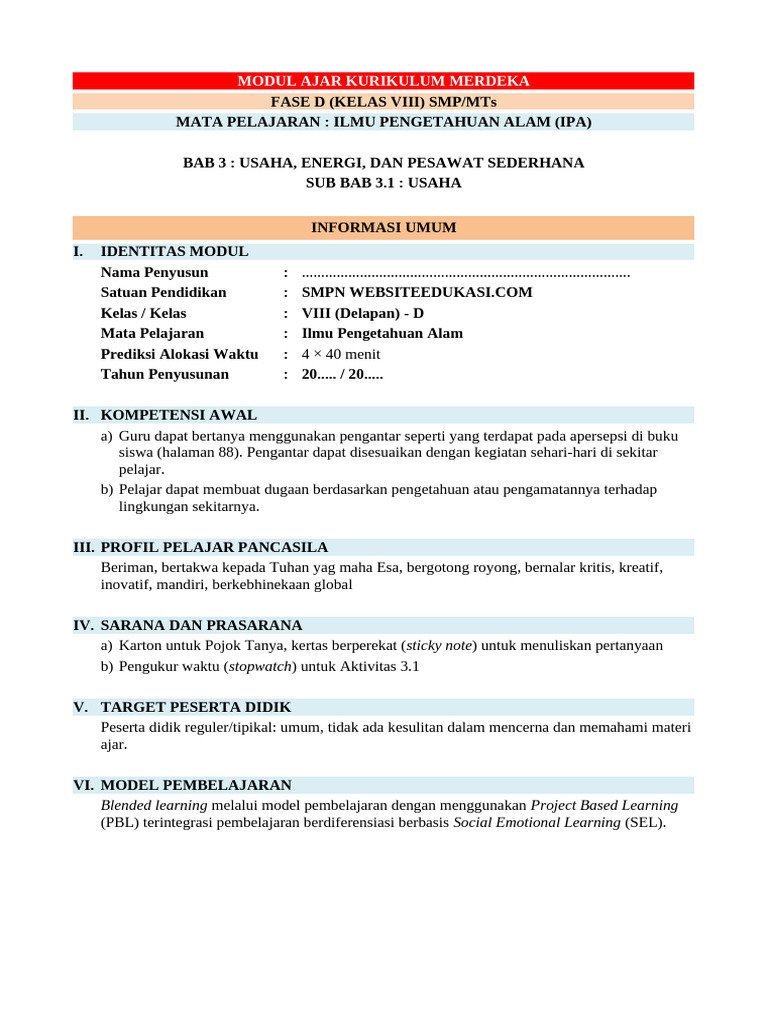 Modul IPA 8 - Bab 3 | PDF