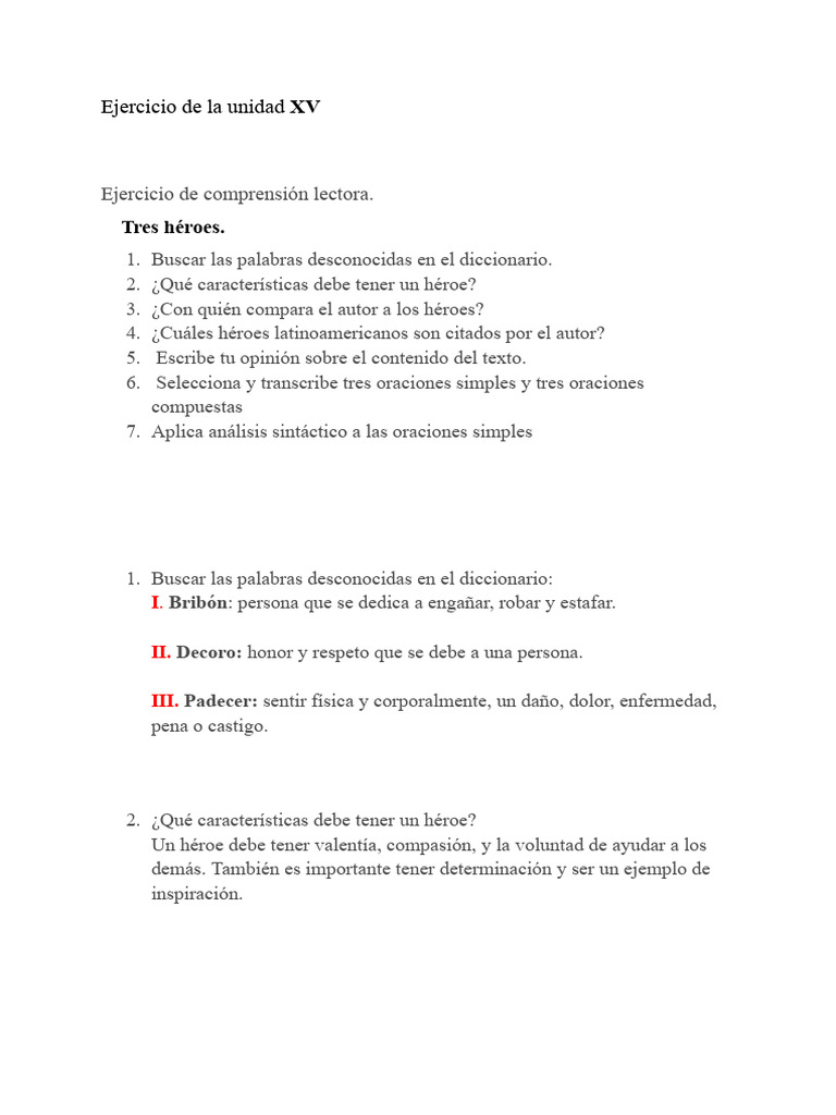 Ejercicio de la unidad XV (4) | PDF