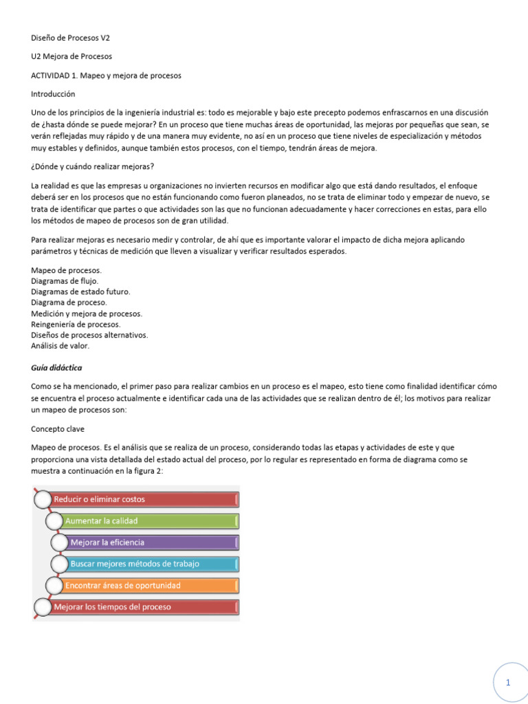 U2 Mejora de Procesos | PDF
