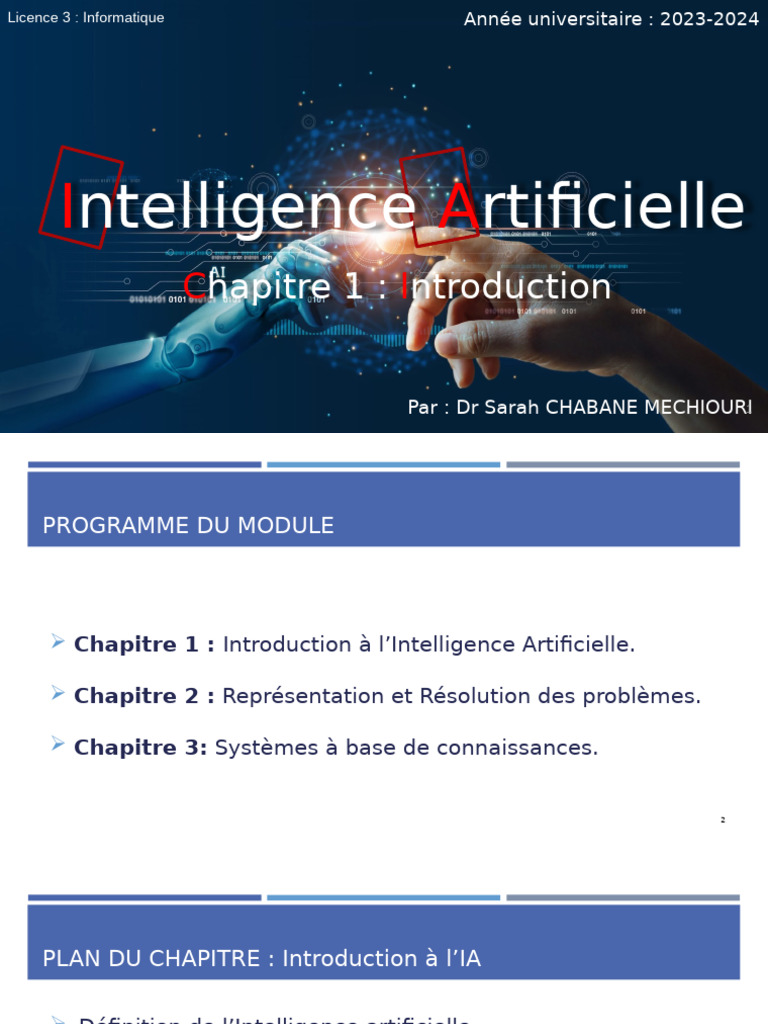 01 Intelligence Artificielle Intro | PDF