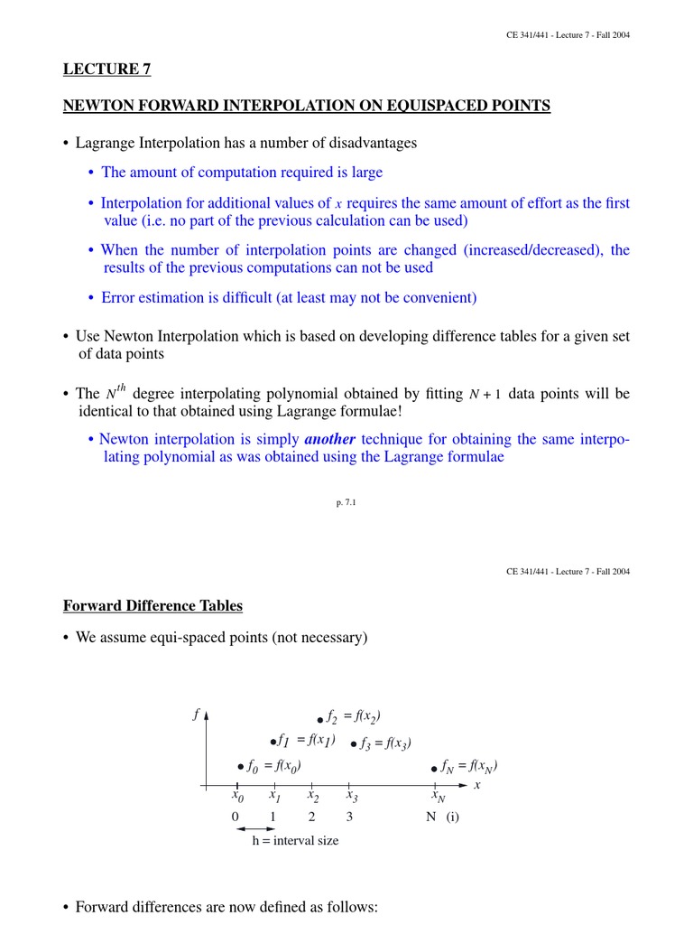 Newton Forward Interpolation On Equispaced Points | PDF