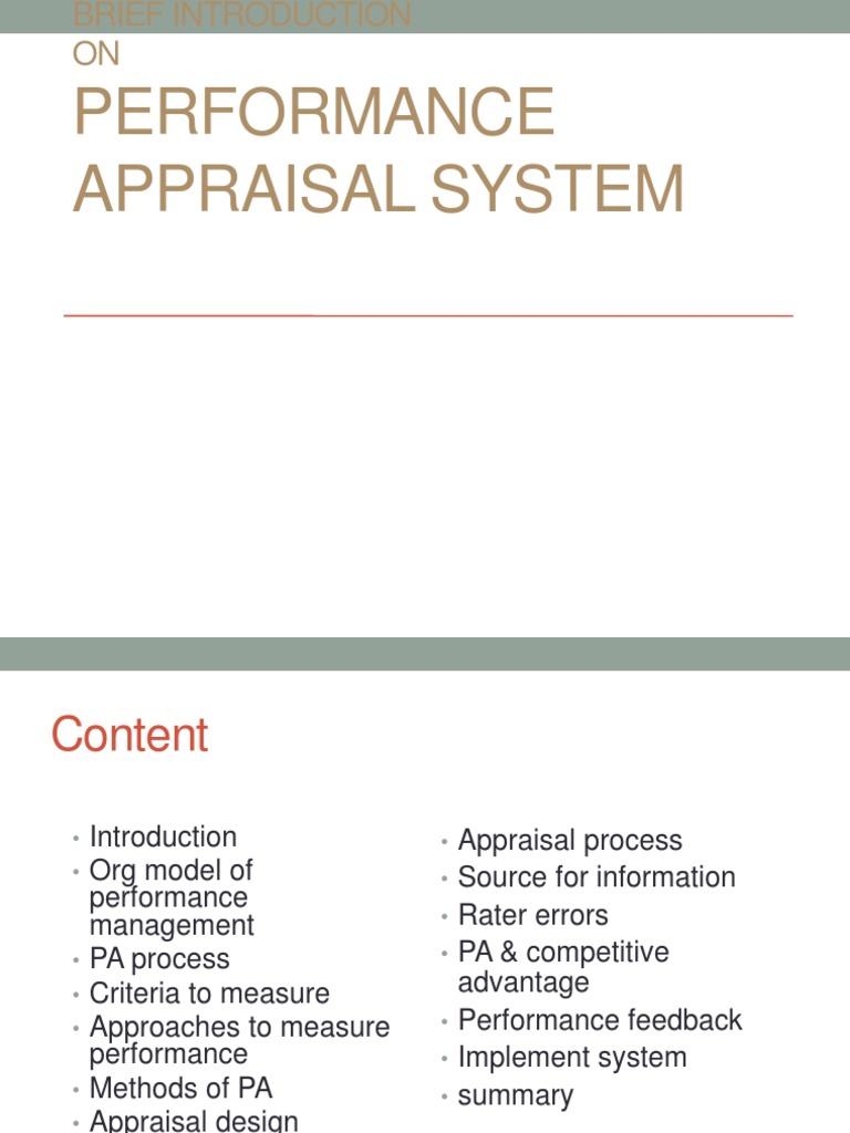 Performance Appraisal System Overview | PDF | Performance Appraisal ...