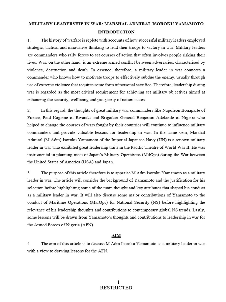 Isoroku Yamamoto: Leadership in WWII | PDF | Imperial Japanese Navy ...