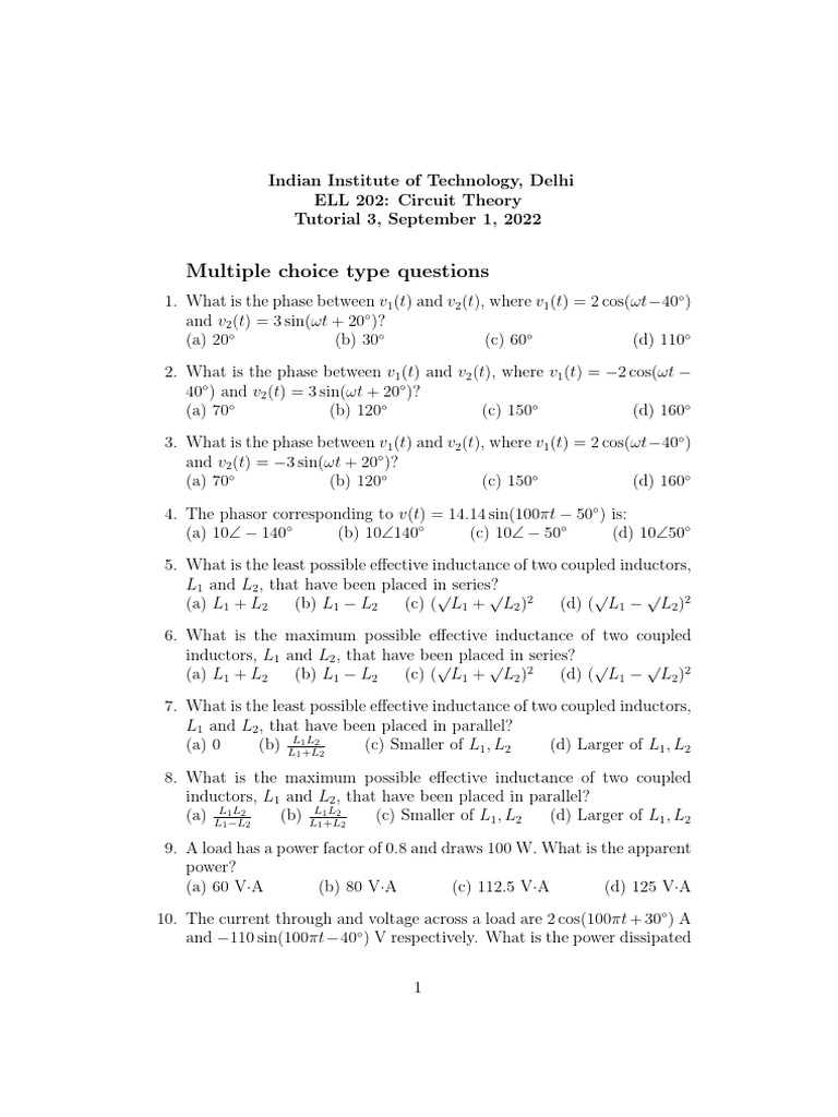 Multiple Choice Type Questions | PDF