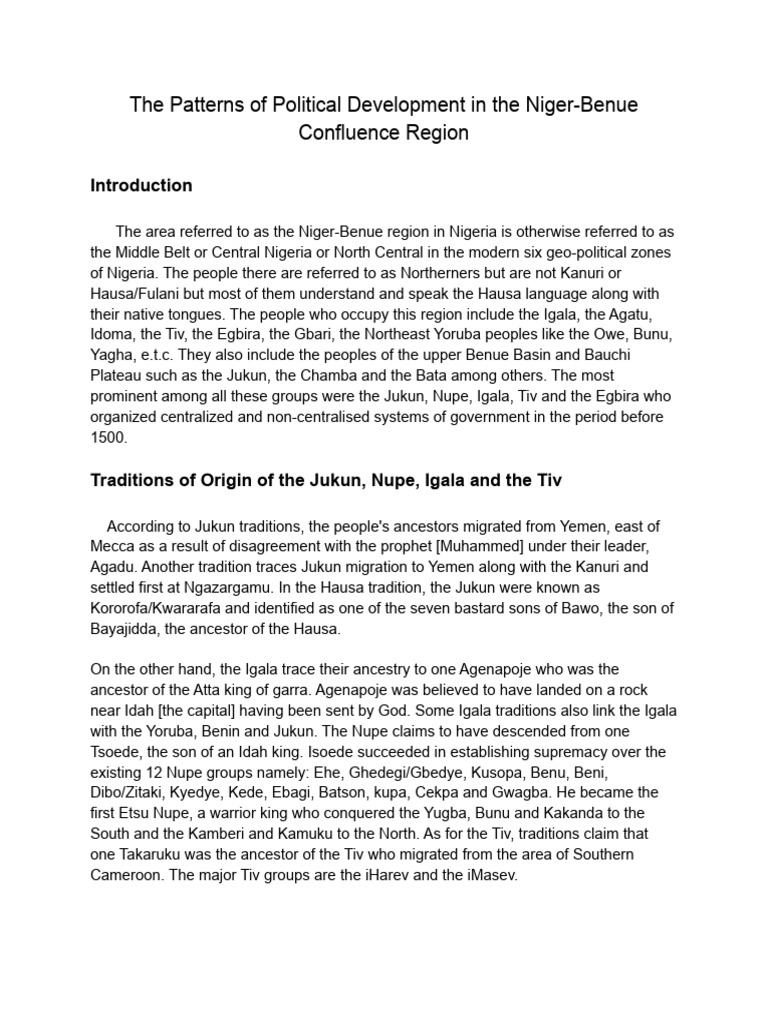 HIS 201 Material The Patterns of Political Development in The Niger ...